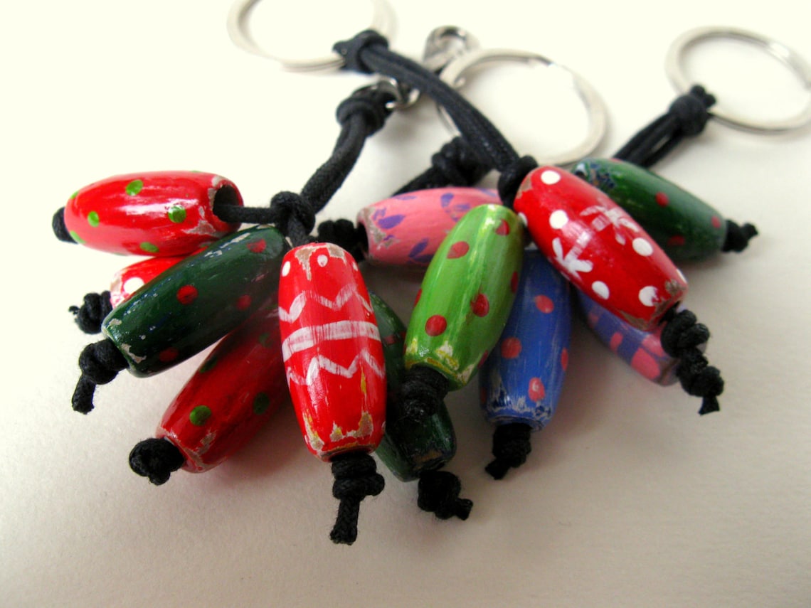 Keychain on a Backpack Key Chain of Wooden Beads Gift for Girls Beads ...