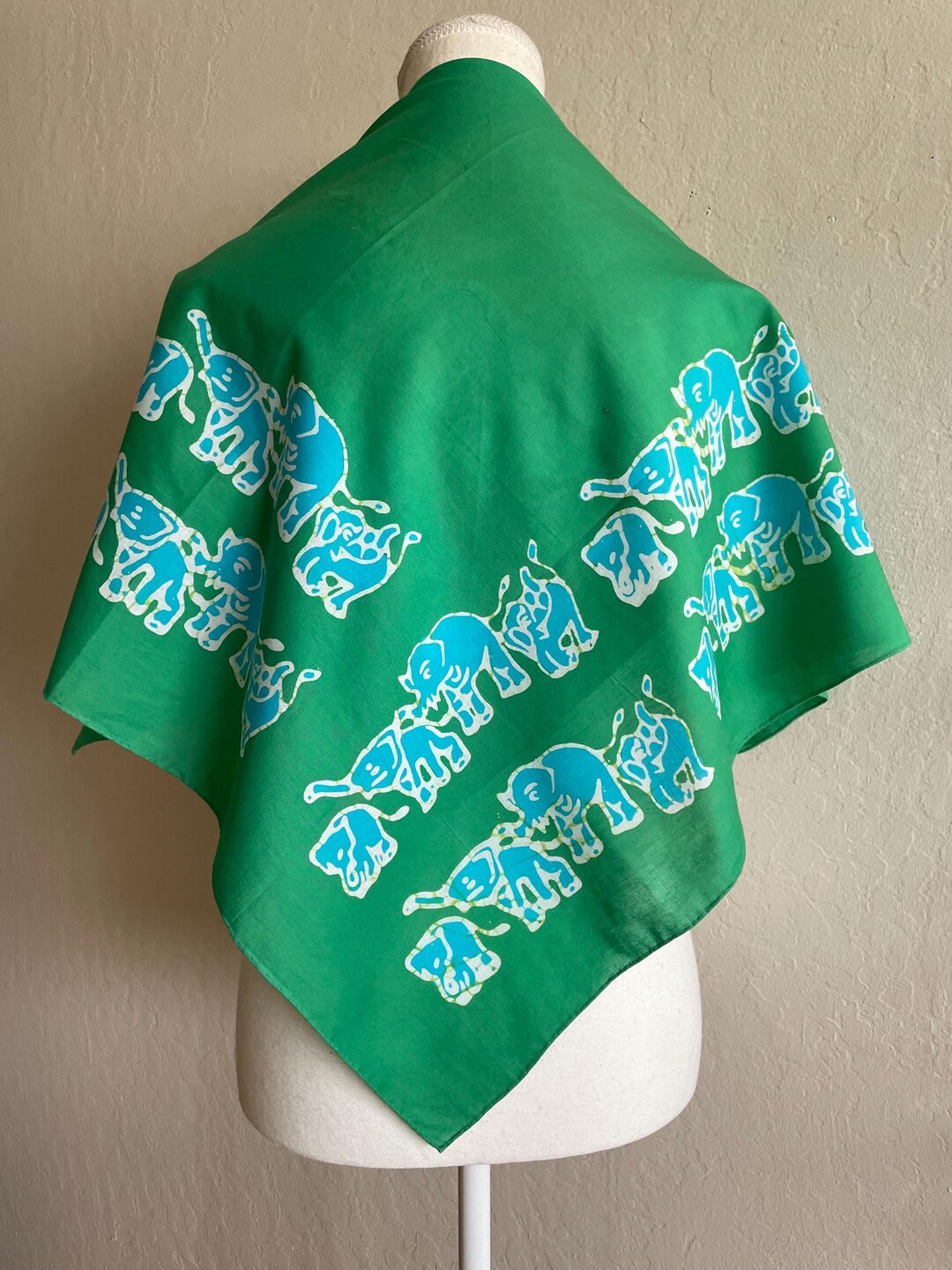 Elephants Batik Print Cotton Scarf - Etsy