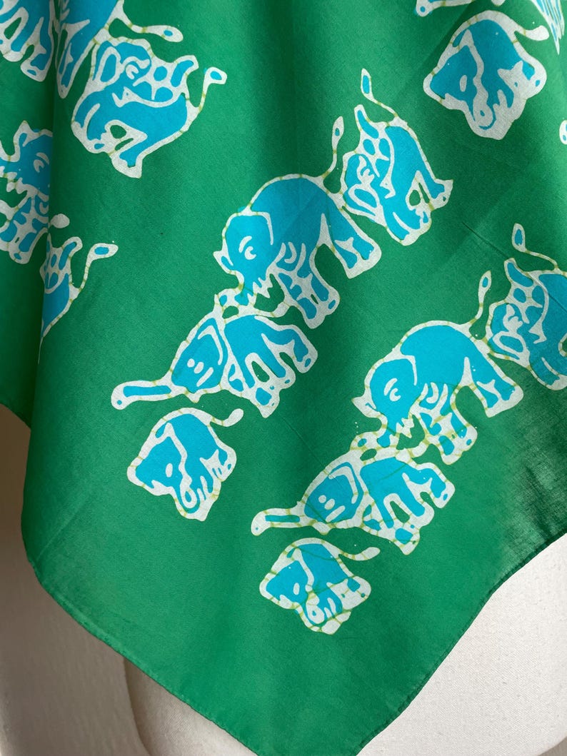 Elephants Batik Print Cotton Scarf - Etsy