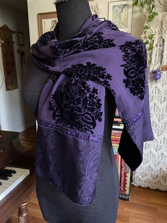 Velvet and silk scarf - Gem