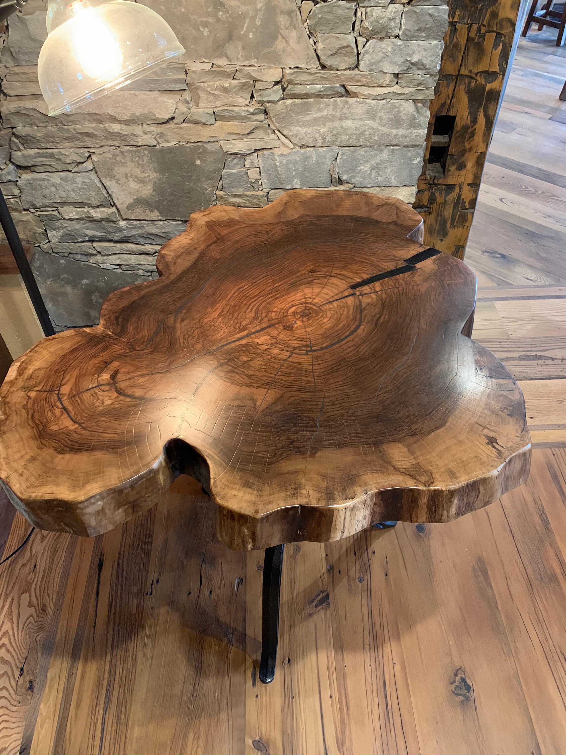 Live Edge English Walnut Round With Adjustable Cast-iron Base (~36 ...