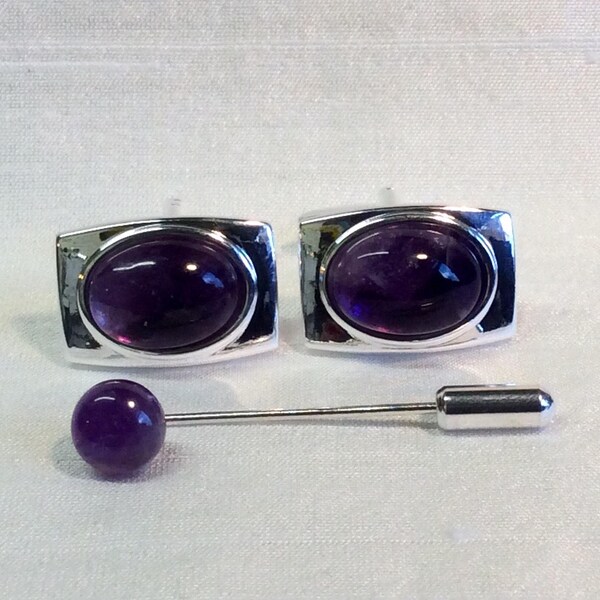 Amethyst Cufflinks - Etsy