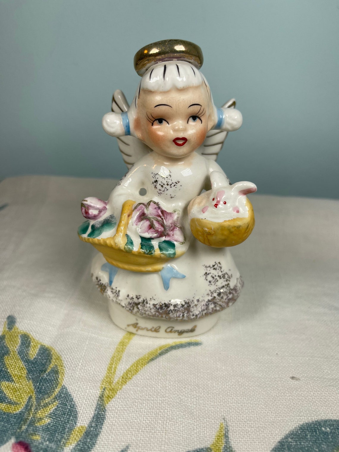 Vintage Lefton Hand Painted April Angel-birthday Angel-angel Girl With ...