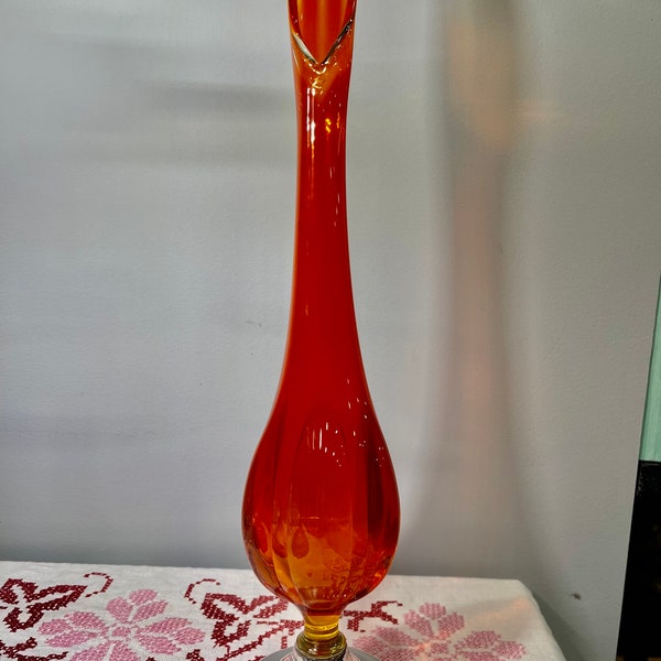 1960s Orange Glass Vase - Etsy