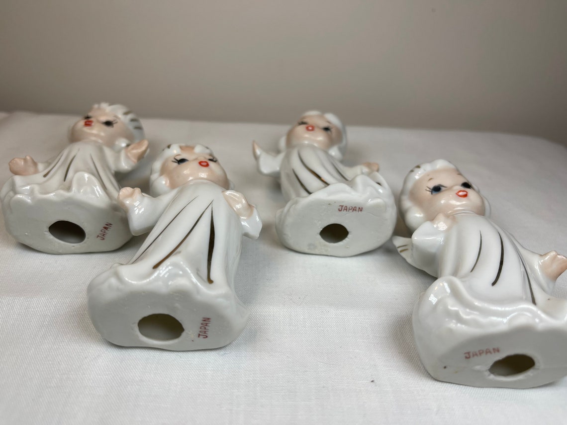 Vintage Adorable Angel Set-set of 4 Angels-white Gowns-gold - Etsy
