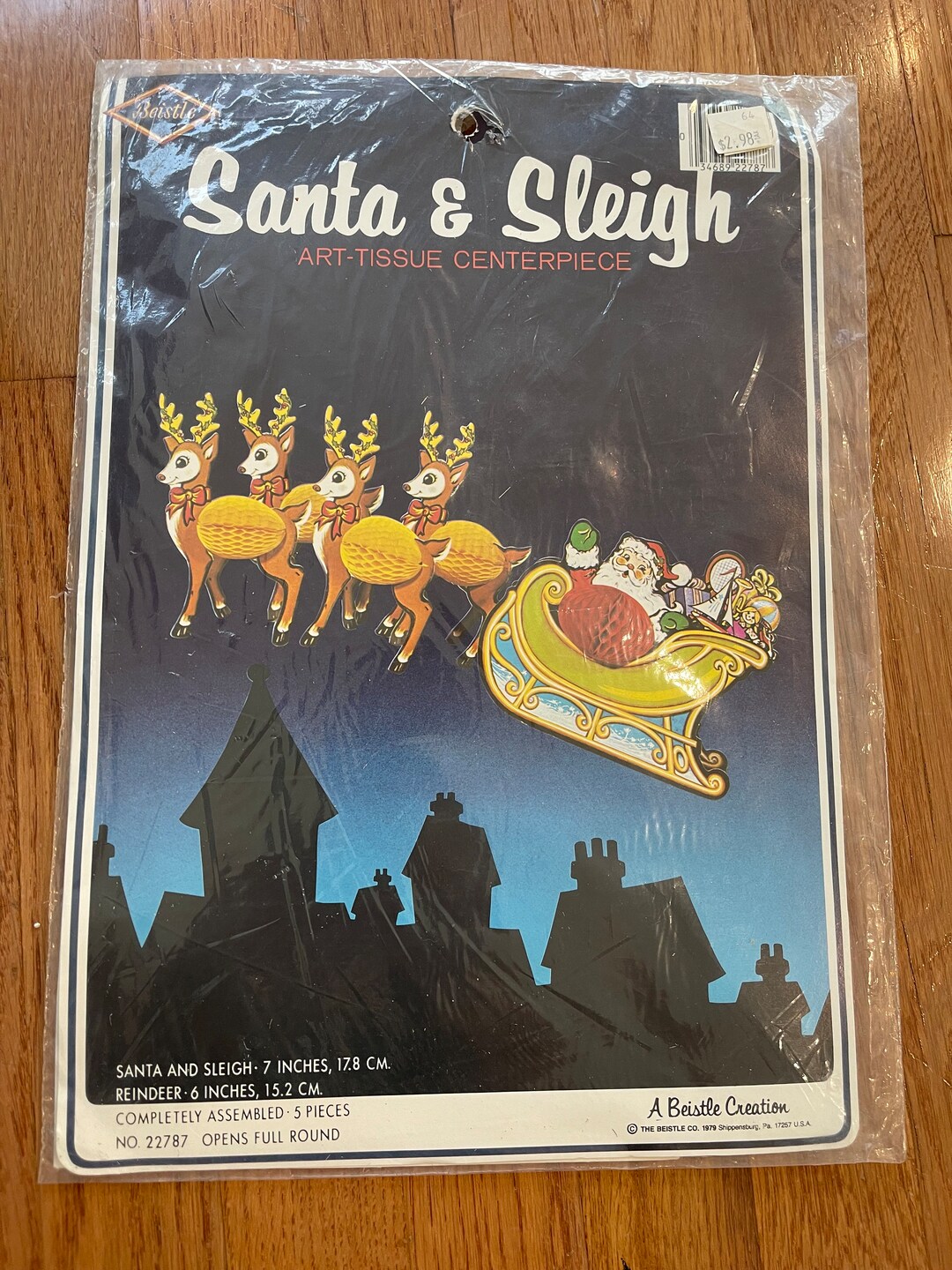 Vintage NOS Beistle Creation Santa and Sleigh Art Tissue Centerpiece ...