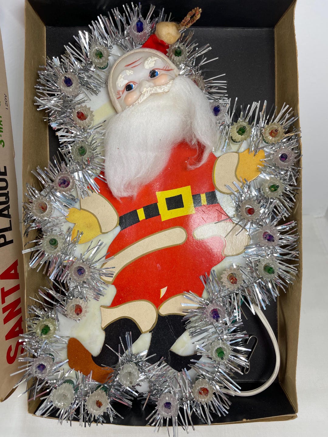Vintage Wynne Novelty Co 3D Blinking Santa Plaque-3 Way Flashing-made ...