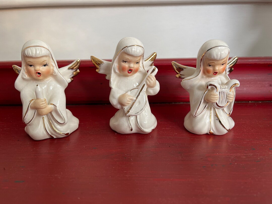 Vintage Singing Angel Trio-mid Century-christmas Angels-singing-playing ...