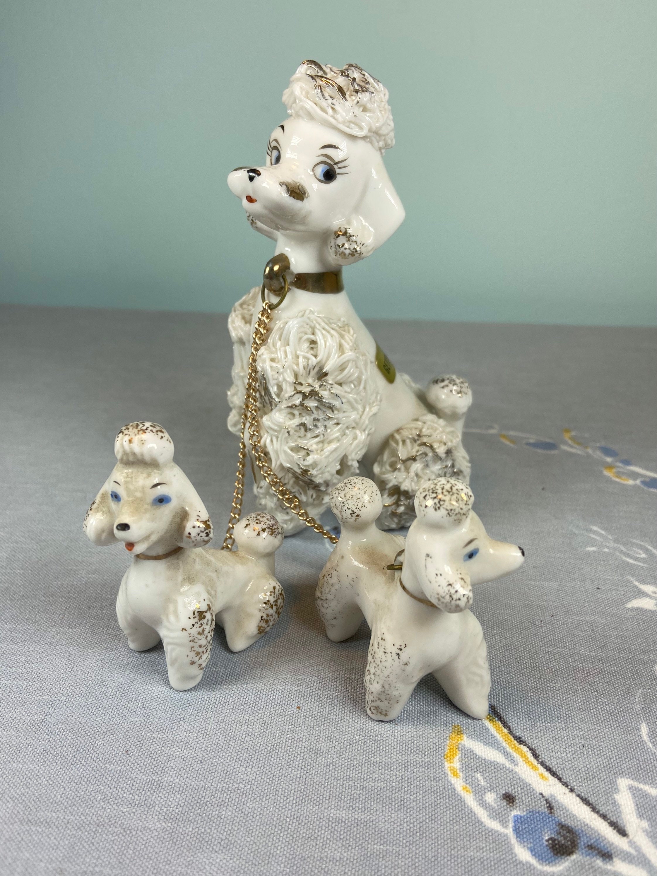 Vintage Lefton Chained Mom and Babies-poodles-c5898-mid Century Poodle ...