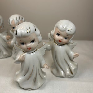 Vintage Adorable Angel Set-set of 4 Angels-white Gowns-gold Trim-mid ...