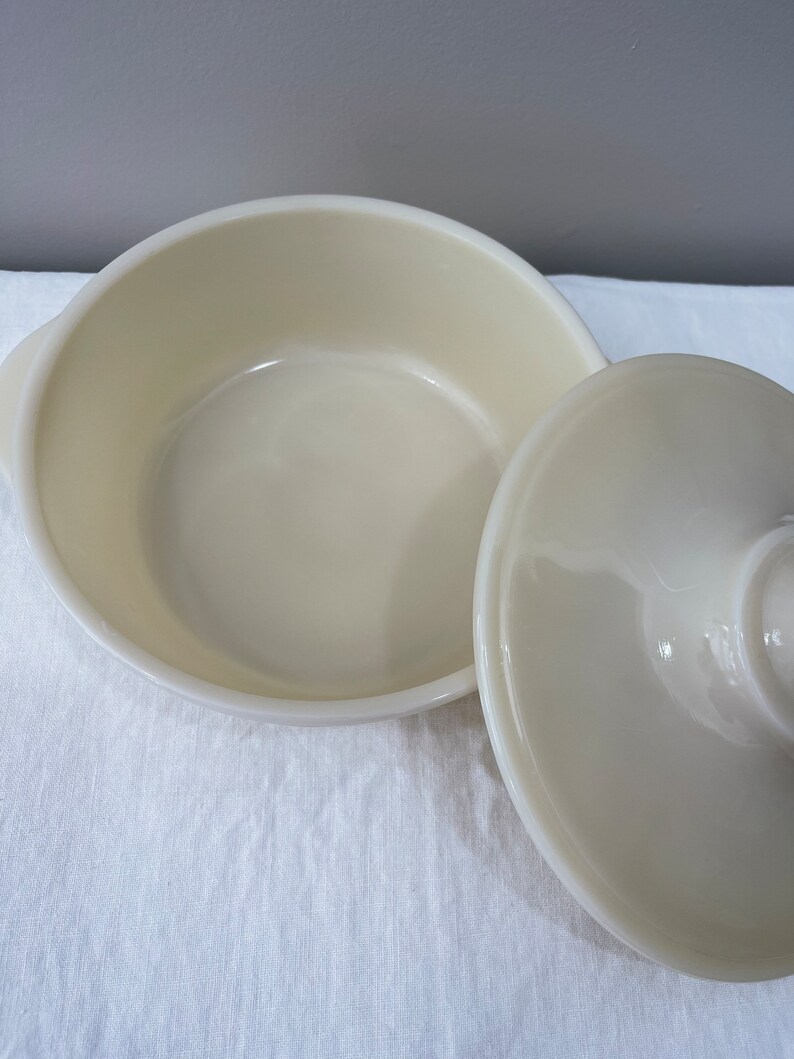 Vintage Fire King Ivory Philbe Glass 2 Piece Casserole - Etsy