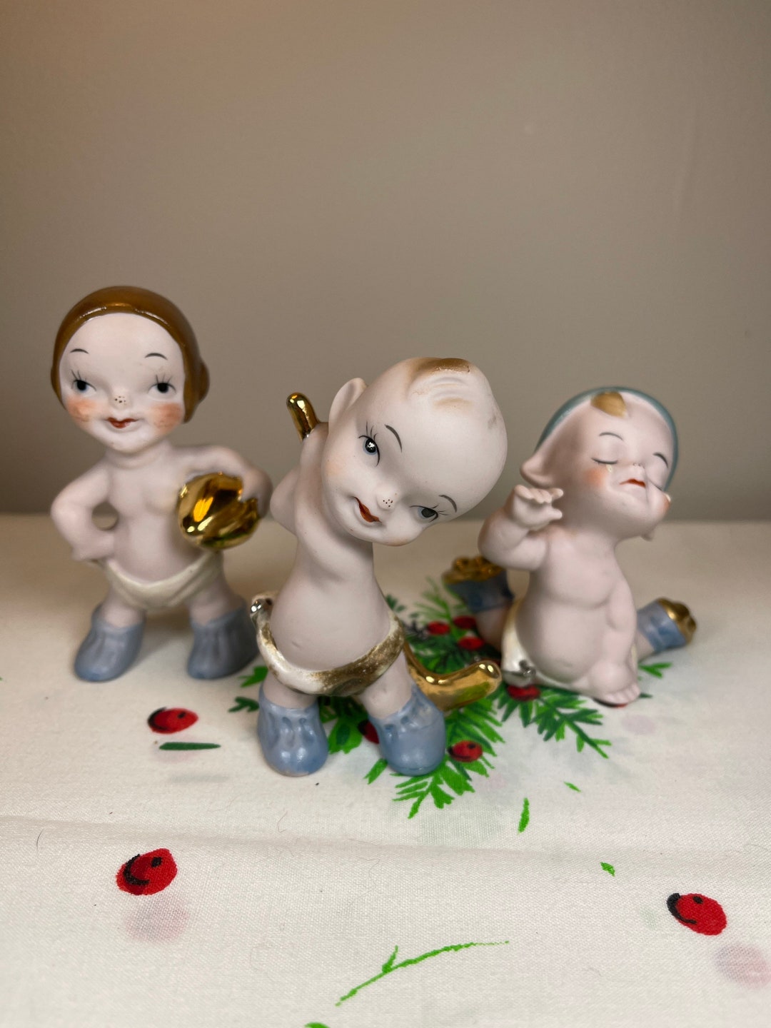 Vintage Babies Playing Sports Diaper Babies Football Hockey Boy Baby ...