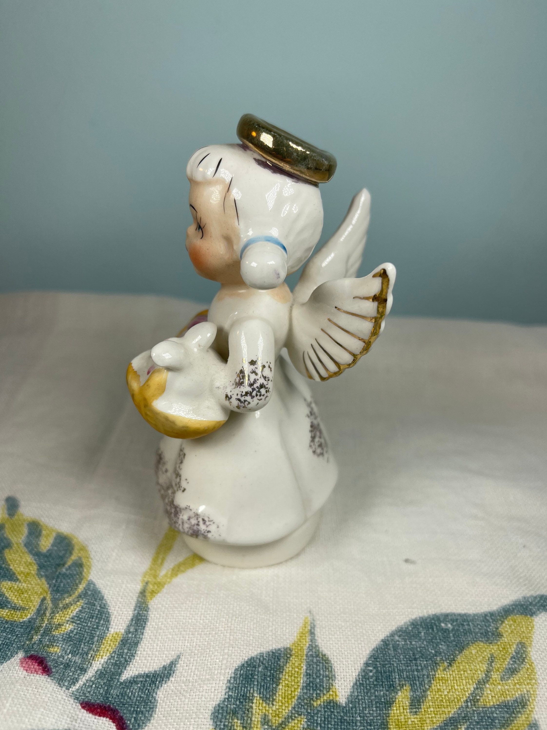 Vintage Lefton Hand Painted April Angel-birthday Angel-angel Girl With ...