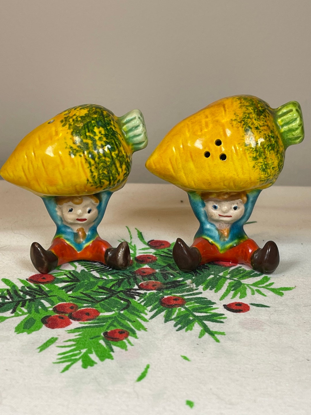 Vintage Anthropomorphic Boys With Carrot Head Shakers-mid Century-1950s ...