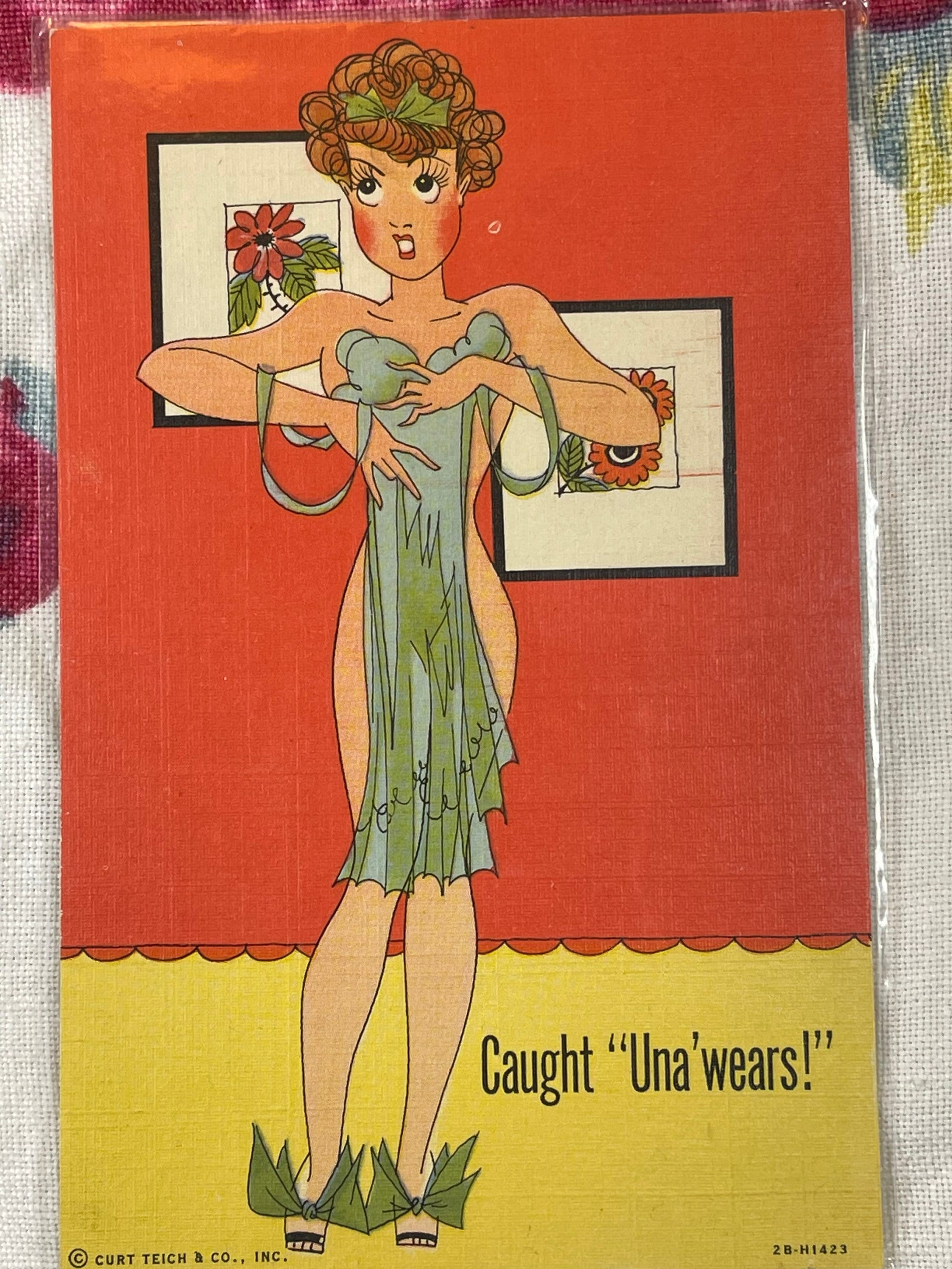 Vintage 1940s Pinup Cartoon Girls Postcard-new Old - Etsy