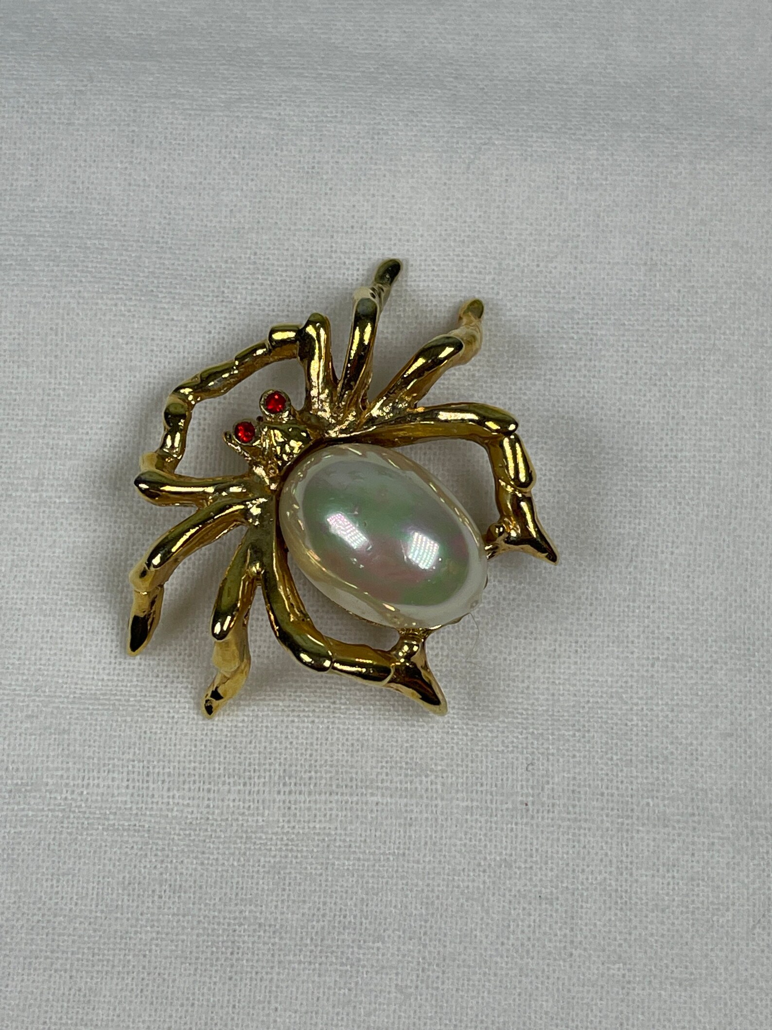 Vintage Roman Spider Pin-faux Pearl-red Eyes-mid Century Jewelry ...