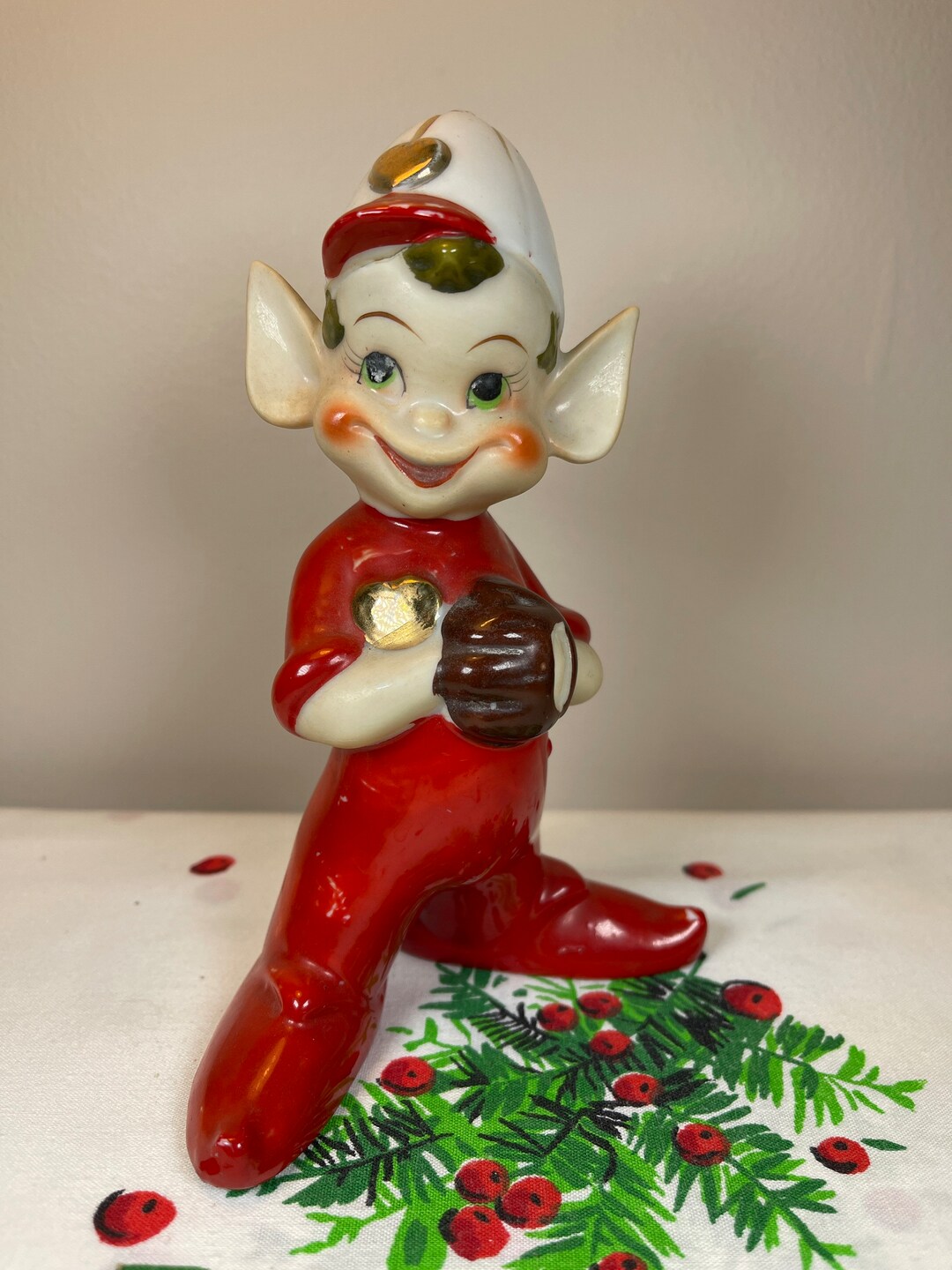 Vintage Ceramic Pixie-baseball Player -elf With Baseball Glove ...