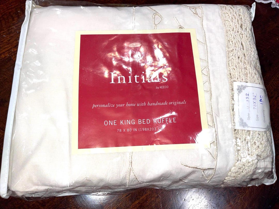 Vintage 1988 Initials by Keeco All Cotton King Size Bed Ruffle ...