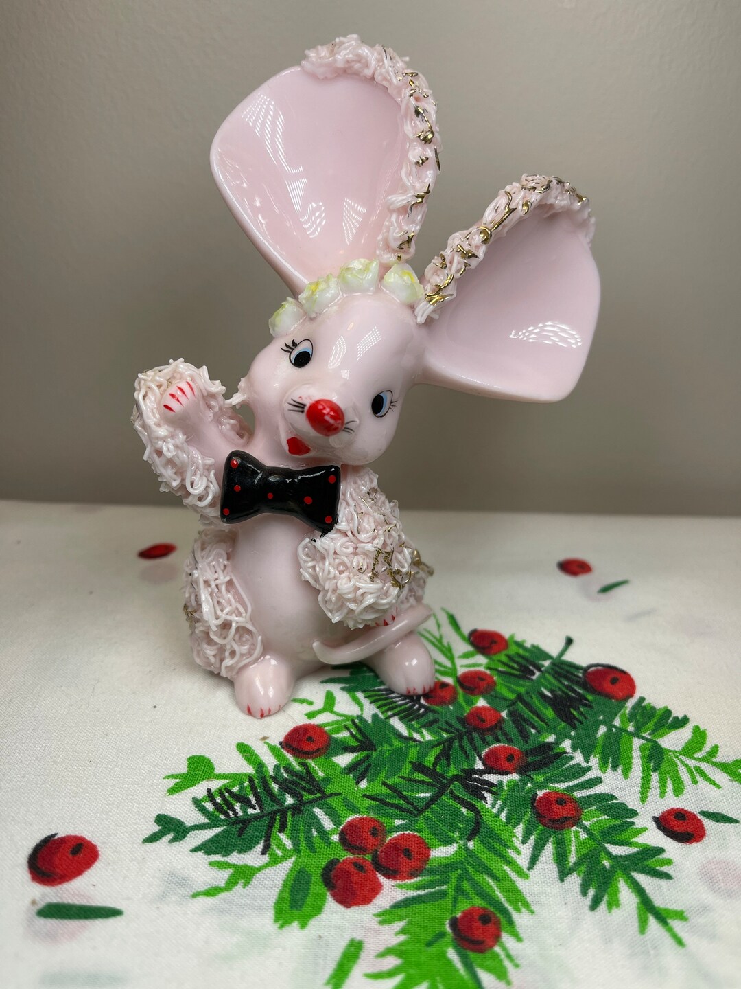 Vintage Artmark Pink Spaghetti Trim Mouse-kitschy-big Eared Mouse ...