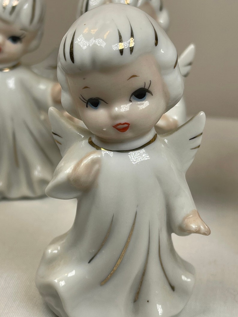 Vintage Adorable Angel Set-set of 4 Angels-white Gowns-gold - Etsy