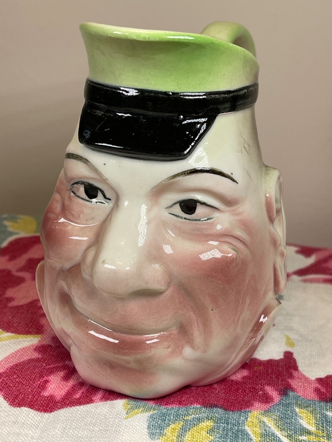Vintage German Majolica Sarreguemines Style Toby Mug-big Ears-character ...