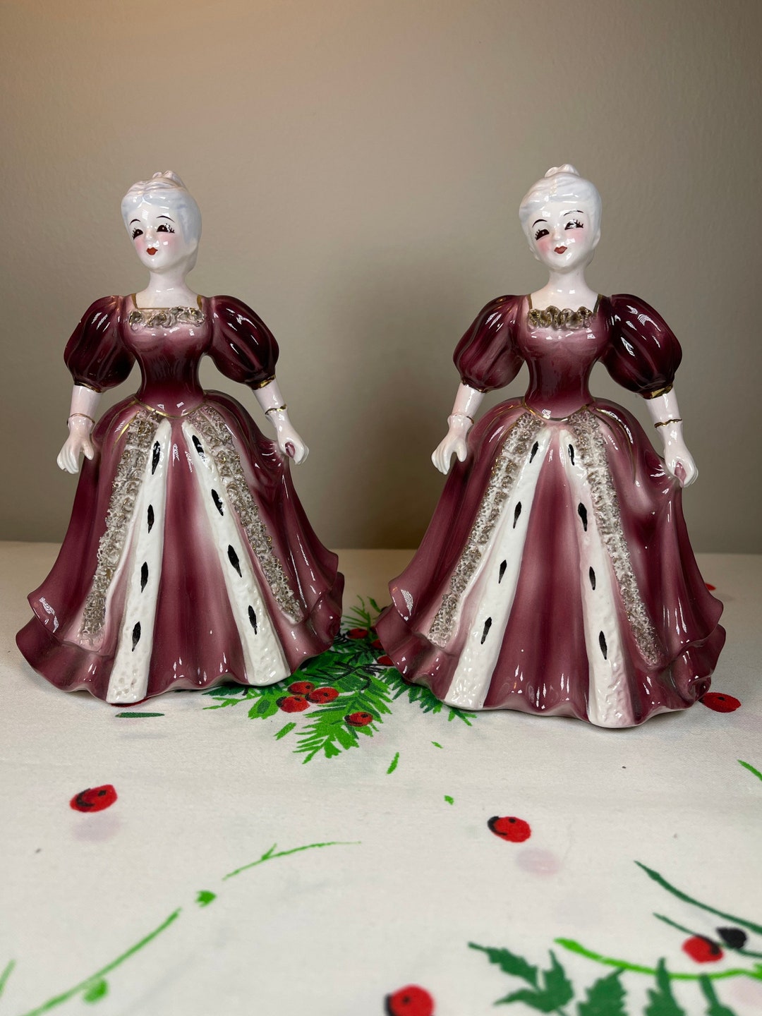 Vintage Napco Lady Barbara Figurine-a2625 / Wine Spaghetti Trim Lady ...