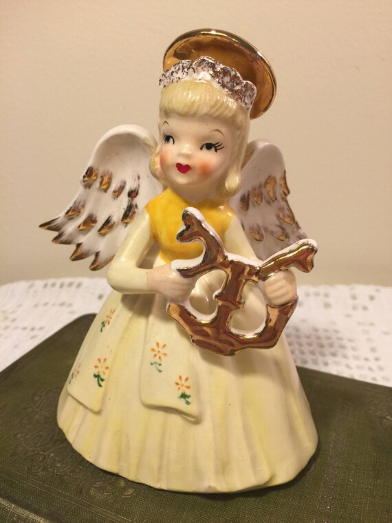 Vintage Angel figurine ceramic Angel Angel figurine with lute cherub ...