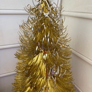 Vintage Gold Tinsel Eyelash Christmas Tree-tabletop-mid Century-kitschy ...