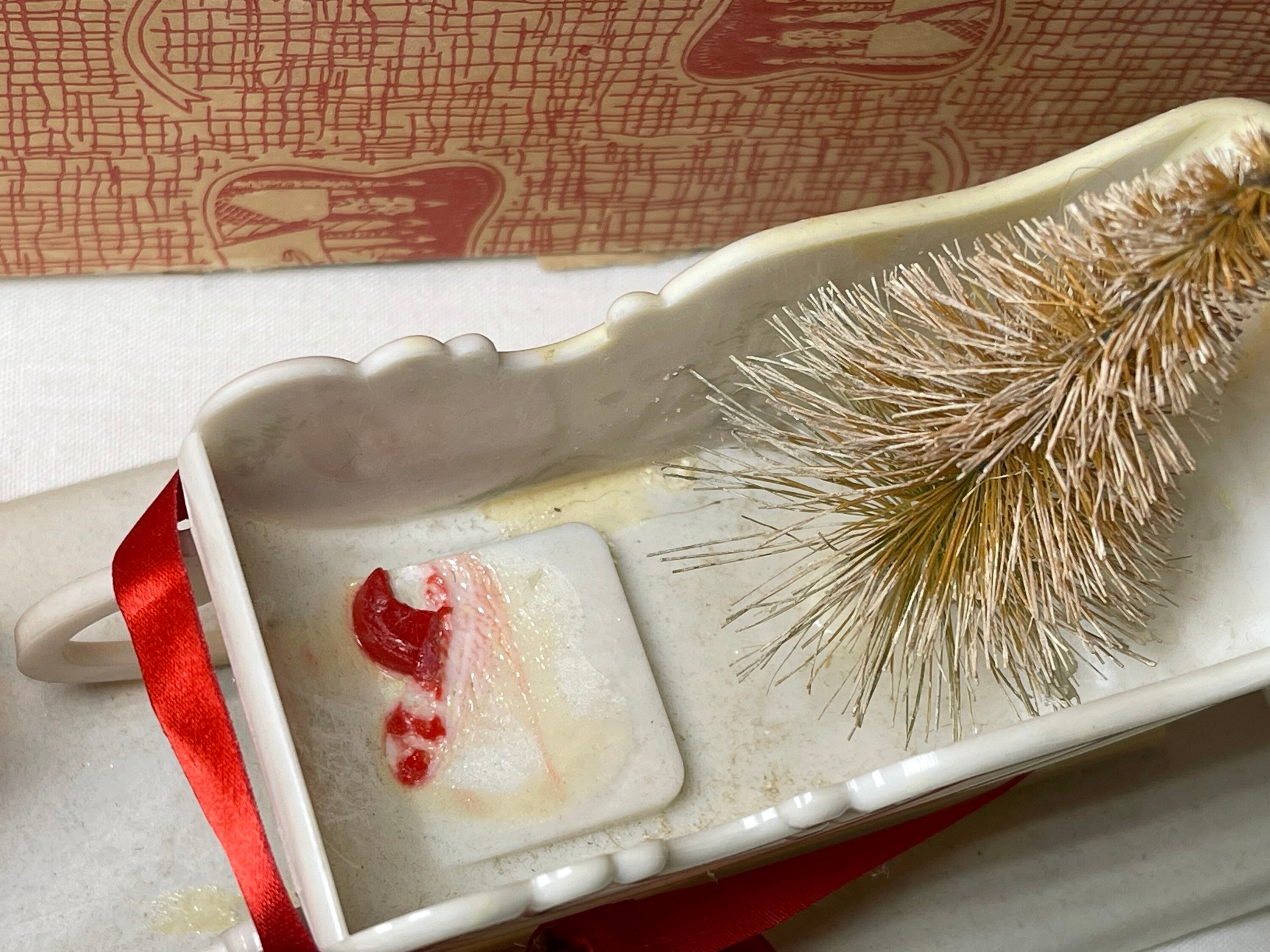 Vintage Hard Plastic Rosbro Rosen All Plastic Santa Sled With Reindeer ...