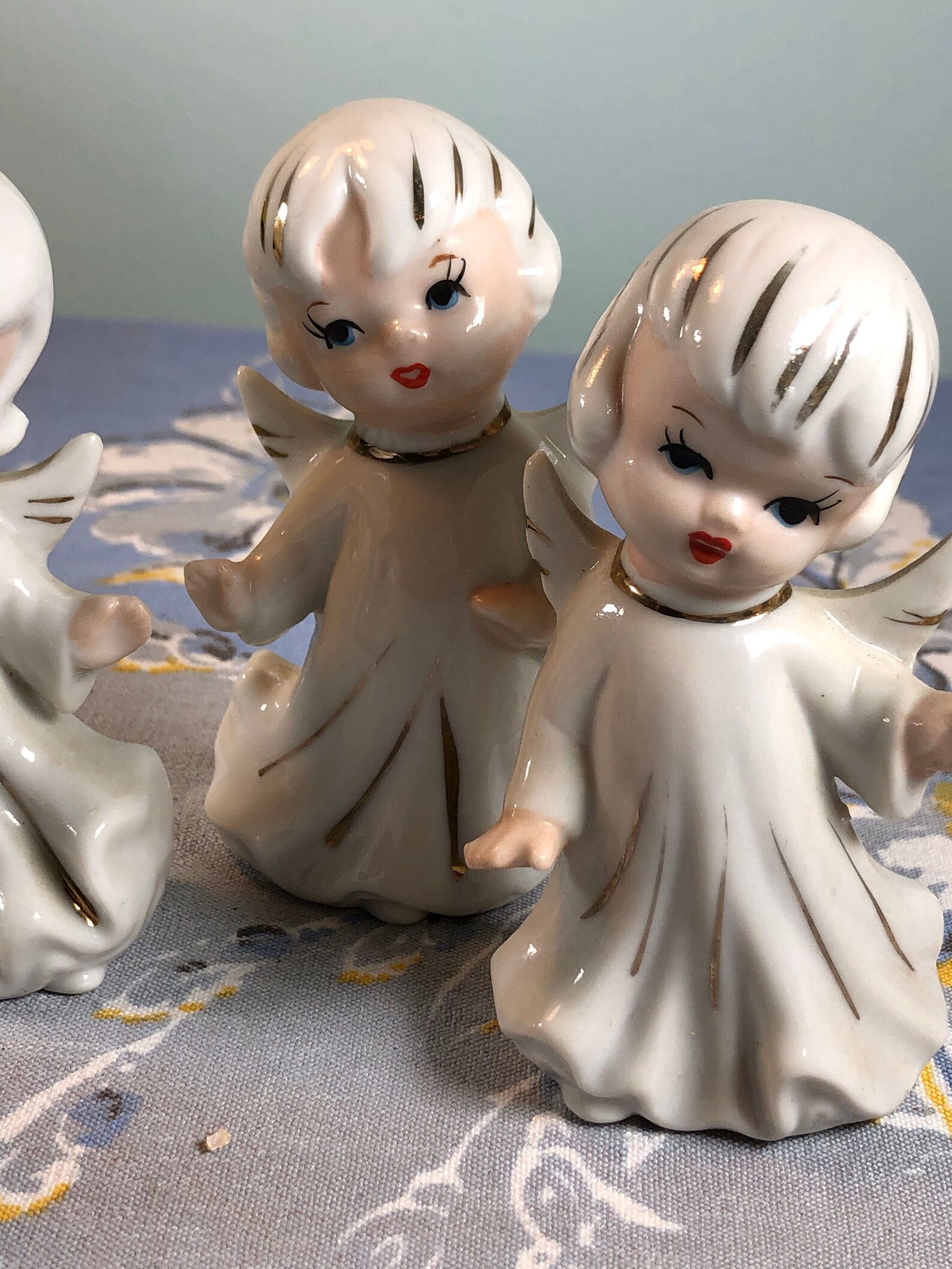 Vintage Adorable Angel Set-set of 4 Angels-white Gowns-gold | Etsy