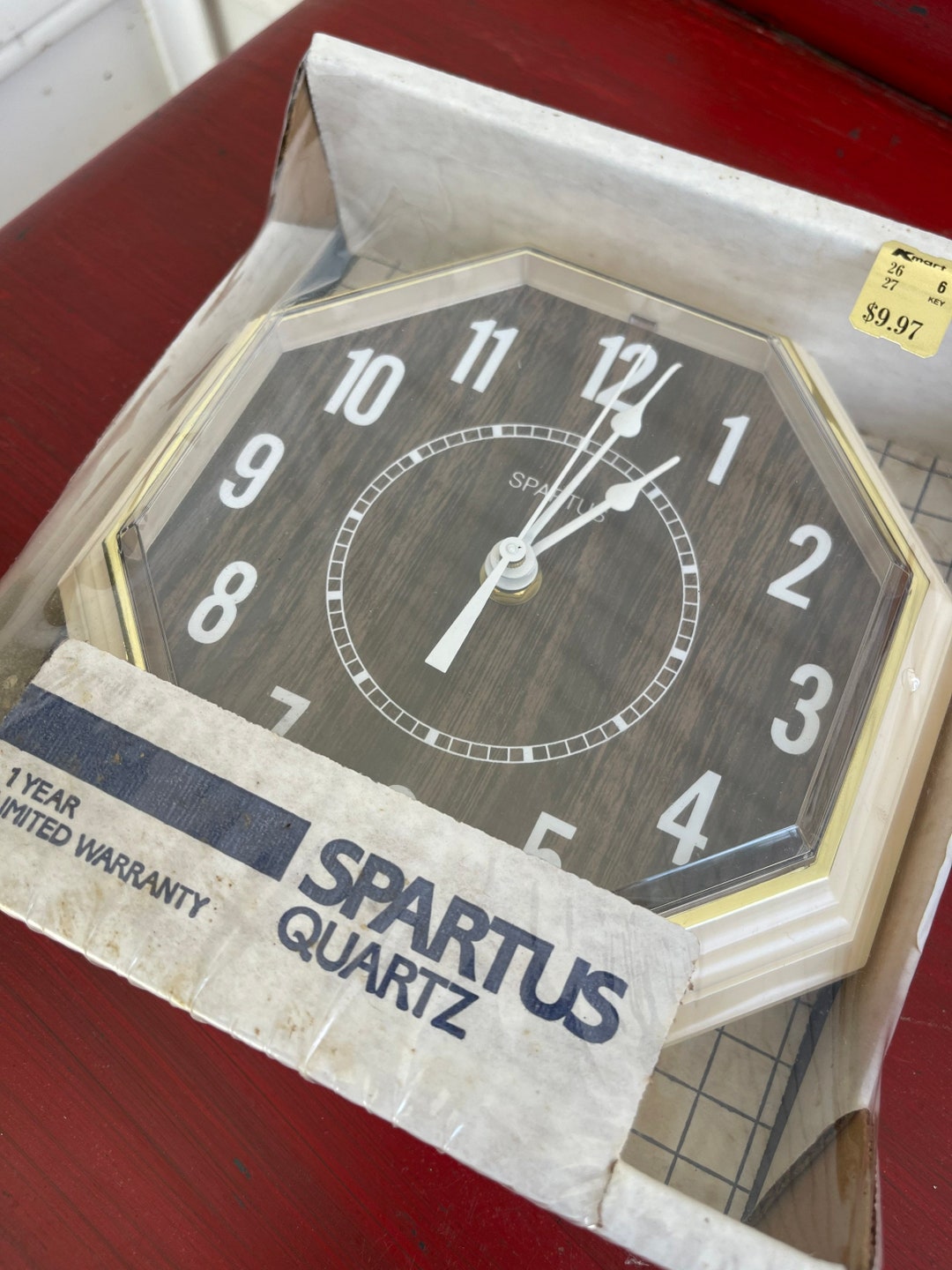 Vintage Octagon-nos-spartus Quartz Wall Clock-kitschy-kitchen Clock ...