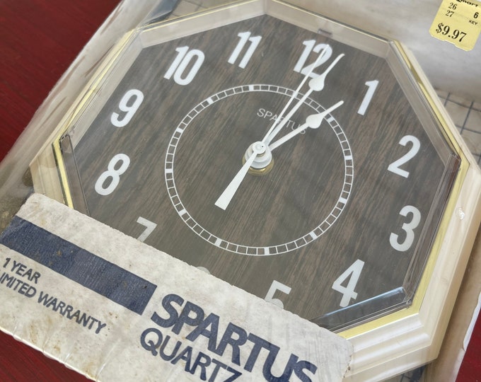 Vintage Octagon-nos-spartus Quartz Wall Clock-kitschy-kitchen Clock ...