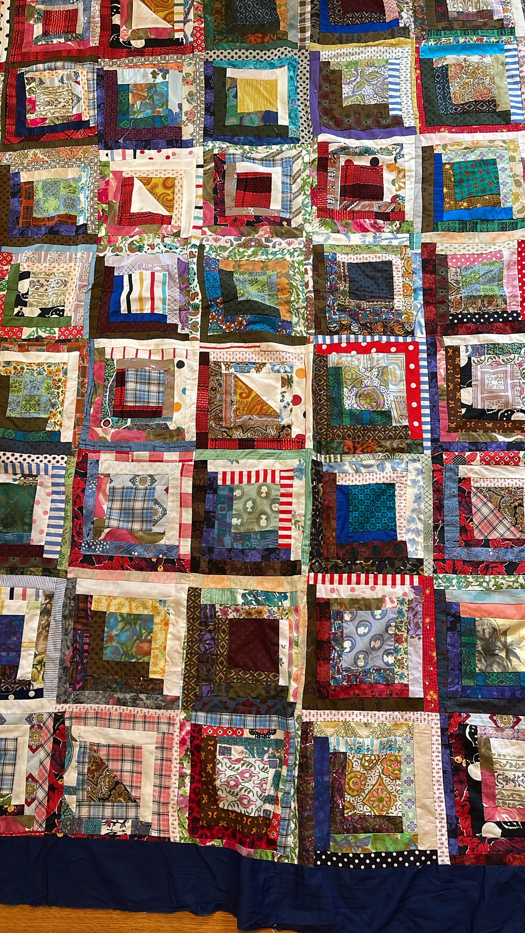 Vintage Fabric Quilt Topper-unfinished-76” X 69”-crazy Quilt-1970s-boho ...