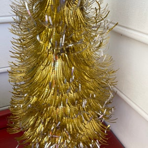 Vintage Gold Tinsel Eyelash Christmas Tree-tabletop-mid Century-kitschy ...