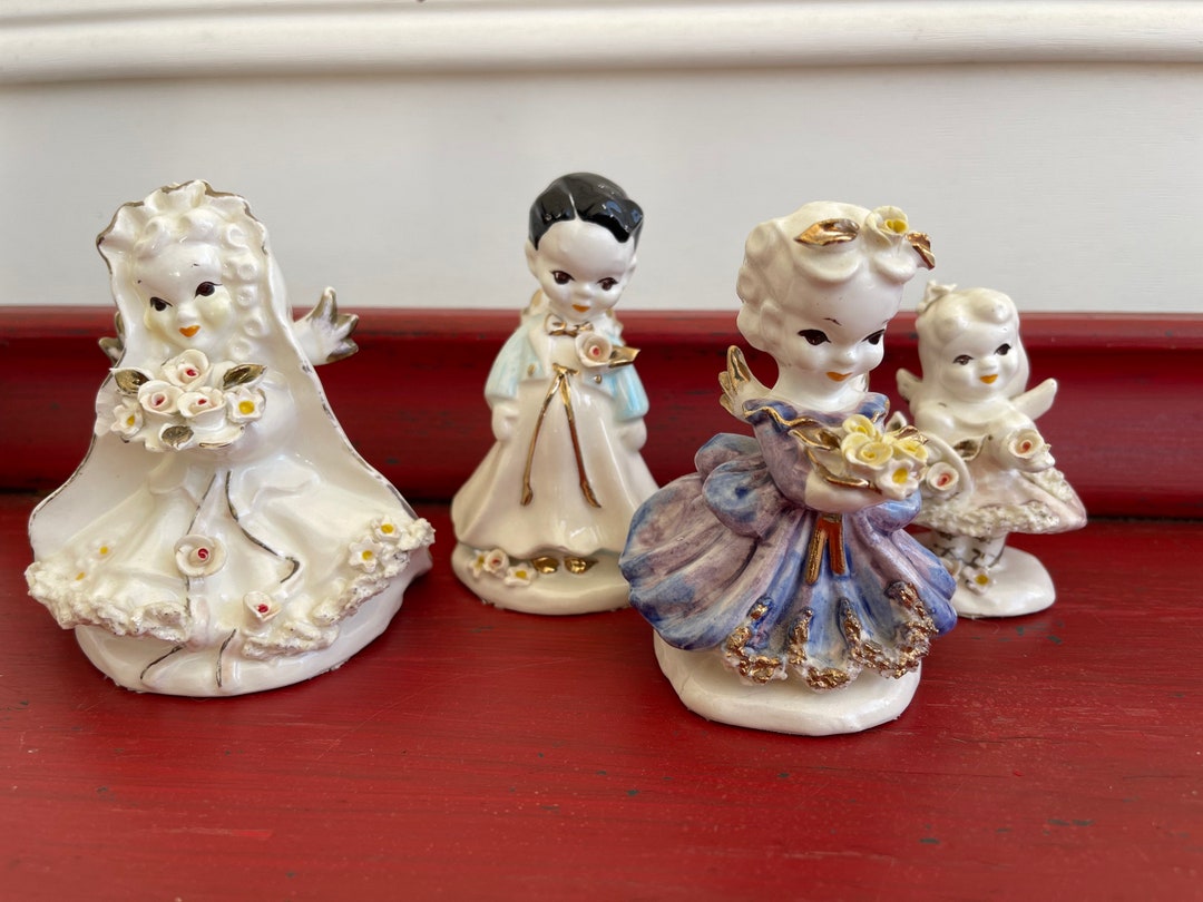 Vintage Lefton Bride and Groom-wedding Party-maid of Honor-flower Girl ...