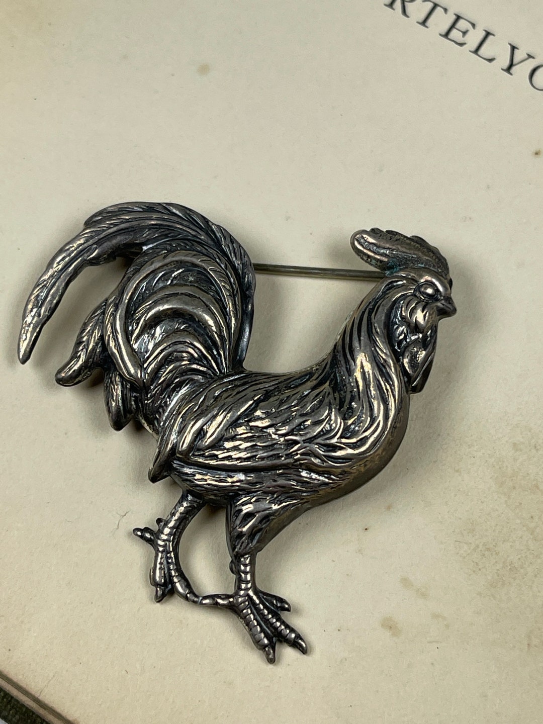 Vintage Beau Sterling Rooster Pin-mid Century-chicken Pin-rooster Lover ...