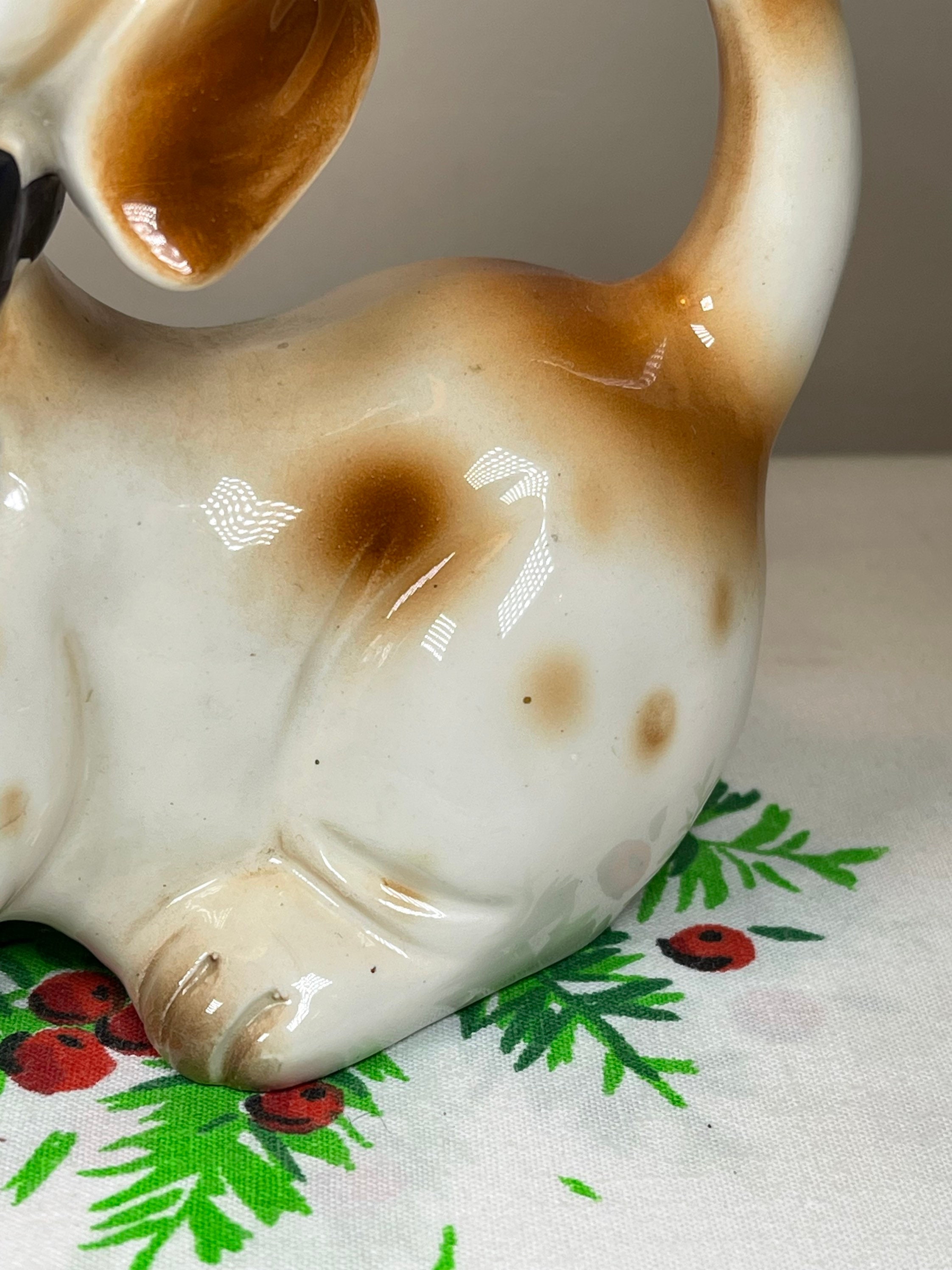 Vintage Large Ceramic Dog With Football-kitschy Figure-mid - Etsy