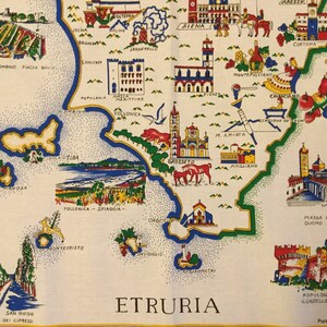 NOS Toscana Etruria Map White Cotton Wall Hanging Wall Travel Souvenir ...