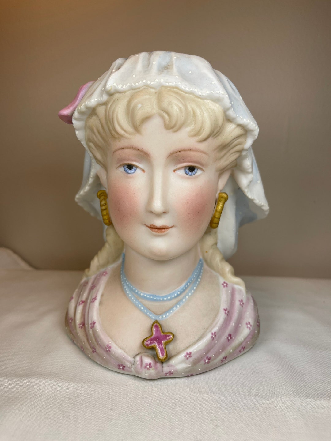 Antique Lady Head Vase-venetian Humidor-italian Head Vase-religious ...