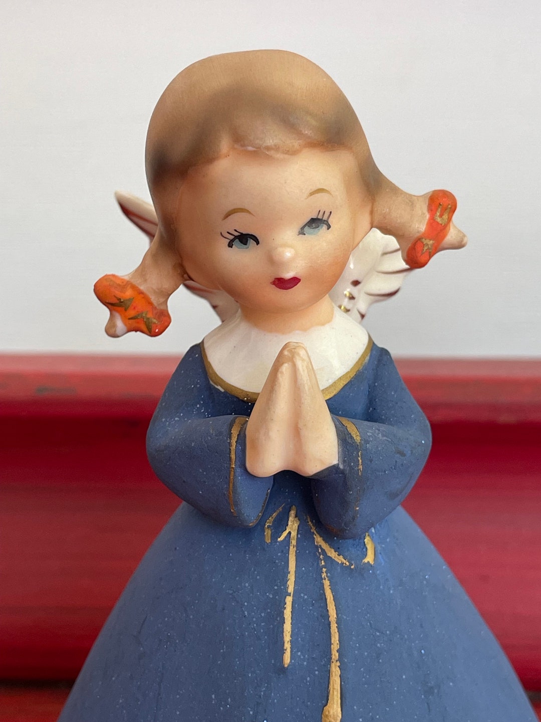 Vintage A Fine Quality Girl Angel With Blue Dress-2152-praying Angel ...