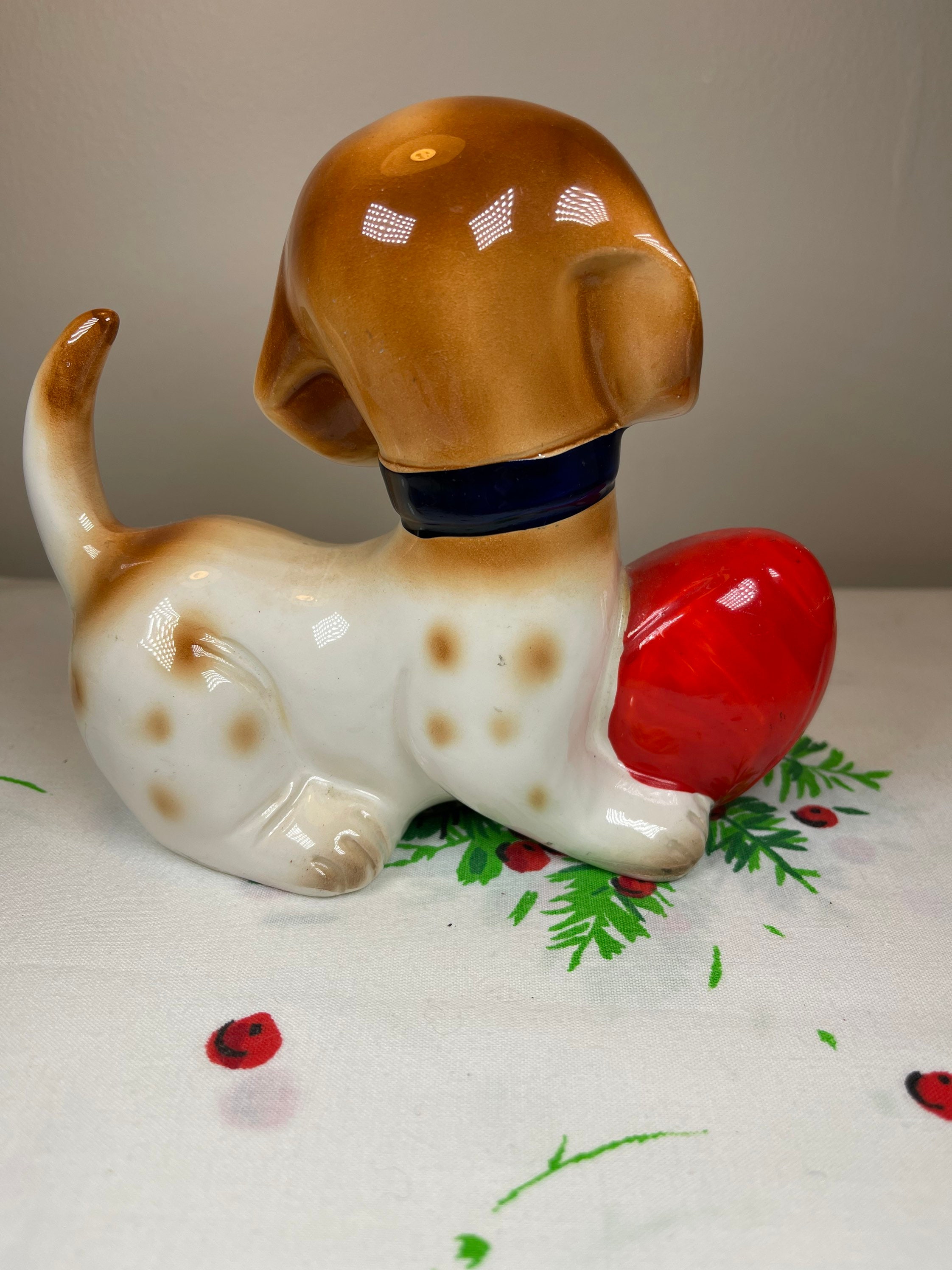 Vintage Large Ceramic Dog With Football-kitschy Figure-mid - Etsy