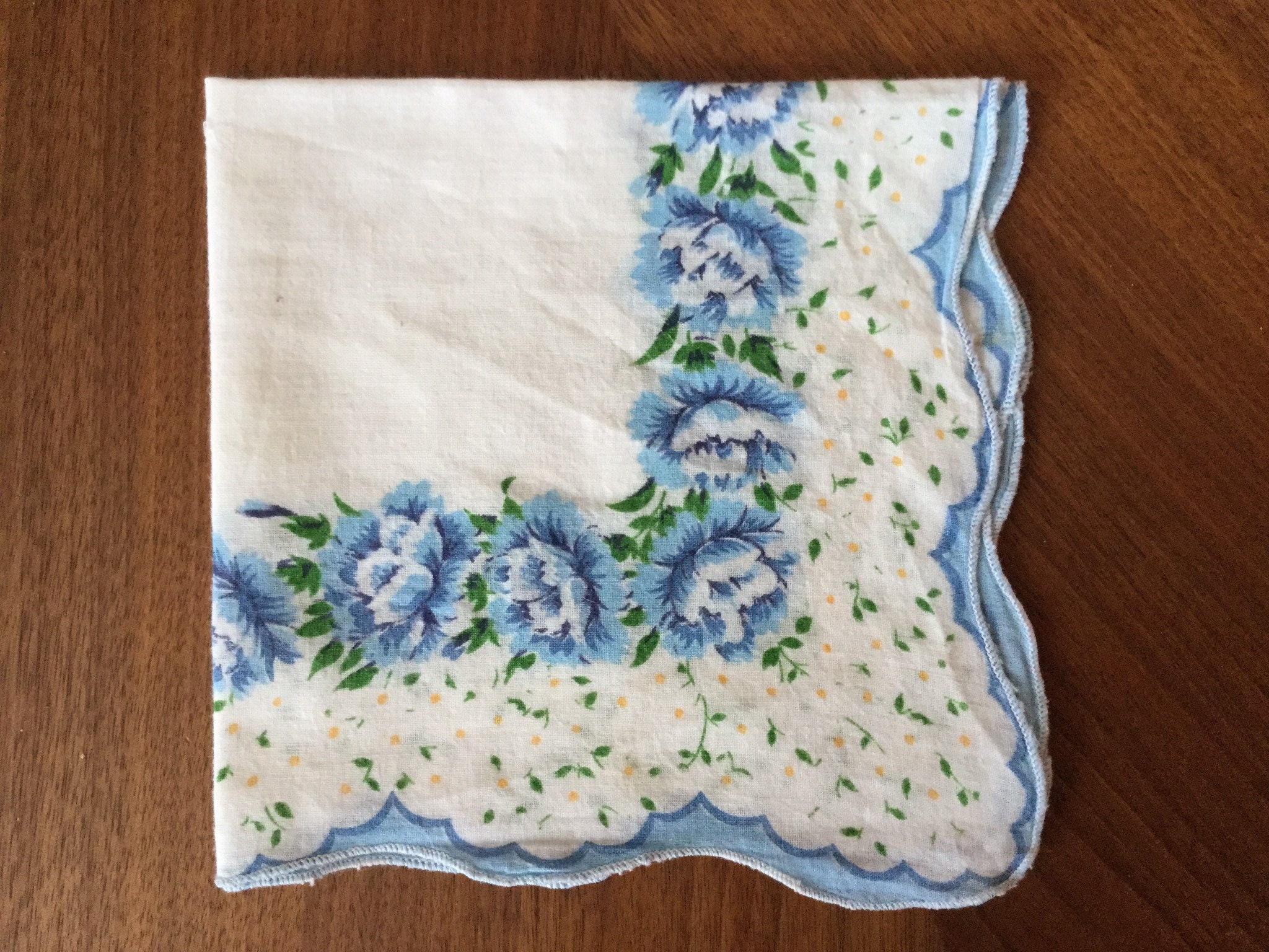 Vintage 1960s 3 Cotton Floral Handkerchiefs Blue Pink Red | Etsy