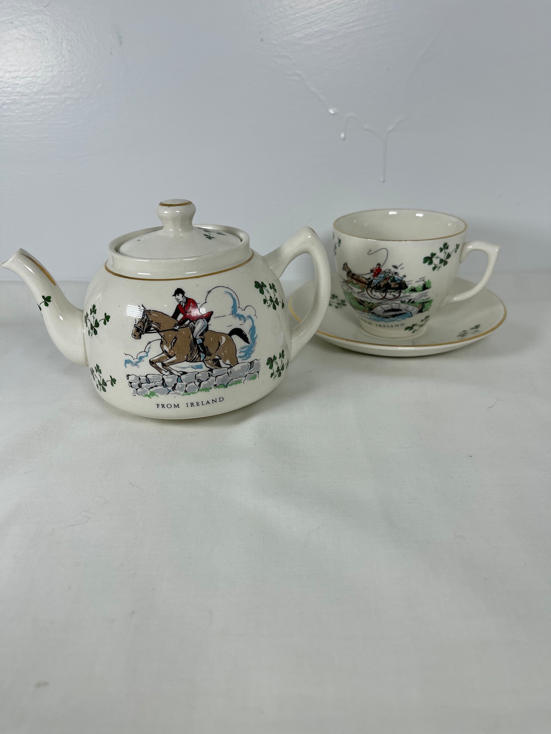 Vintage Carrigaline Pottery Ireland Teapot and Teacup With Saucer Set ...
