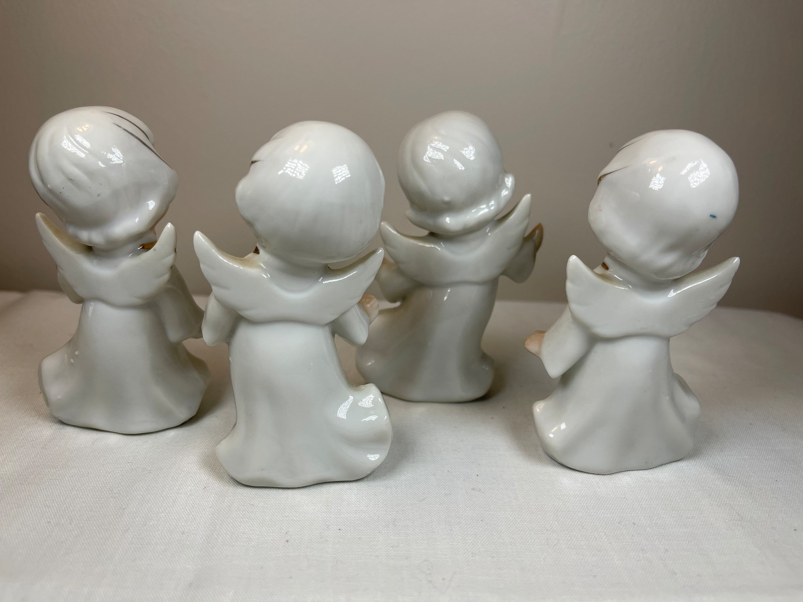 Vintage Adorable Angel Set-set of 4 Angels-white Gowns-gold - Etsy