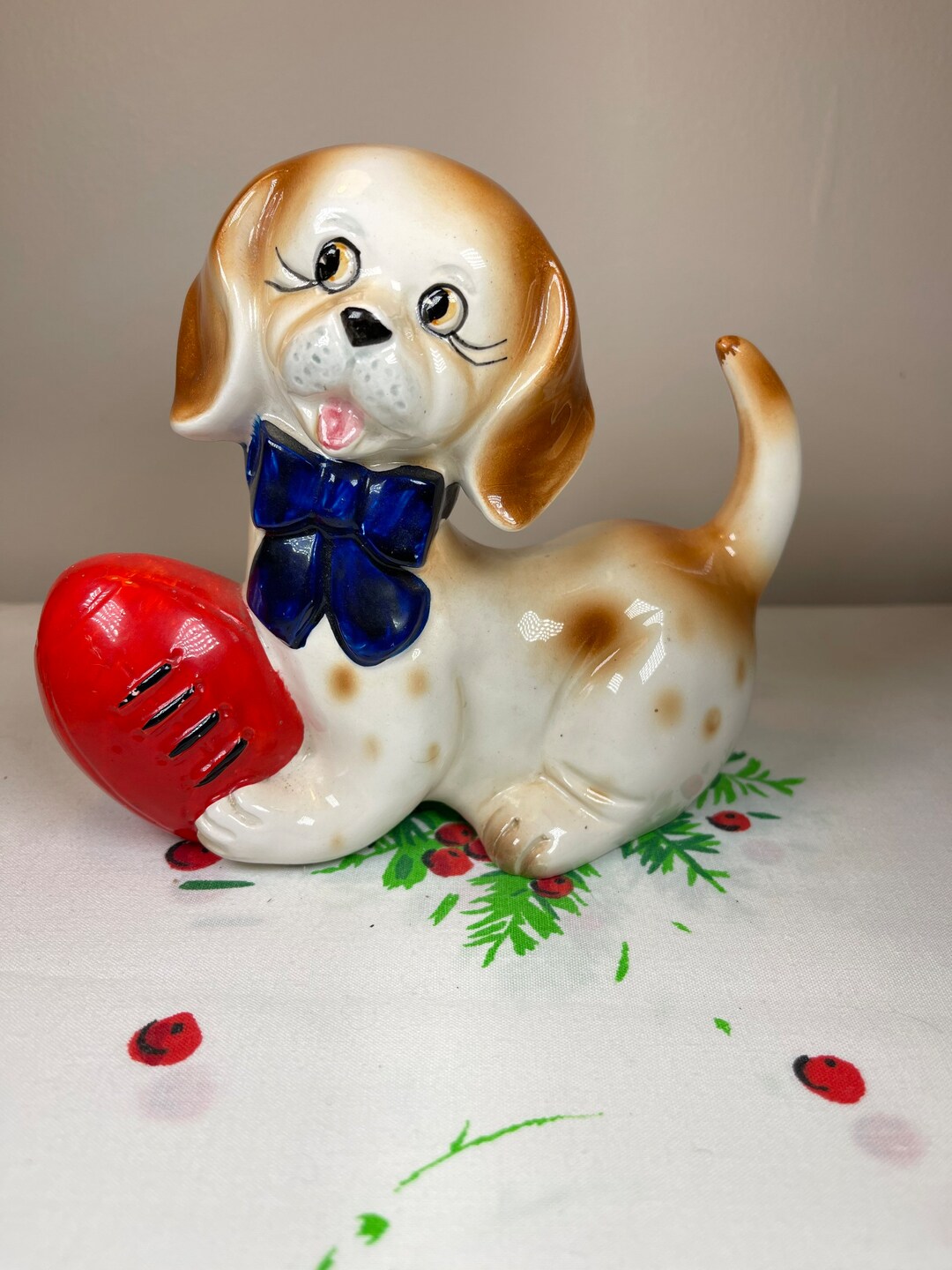 Vintage Large Ceramic Dog With Football-kitschy Figure-mid Century ...