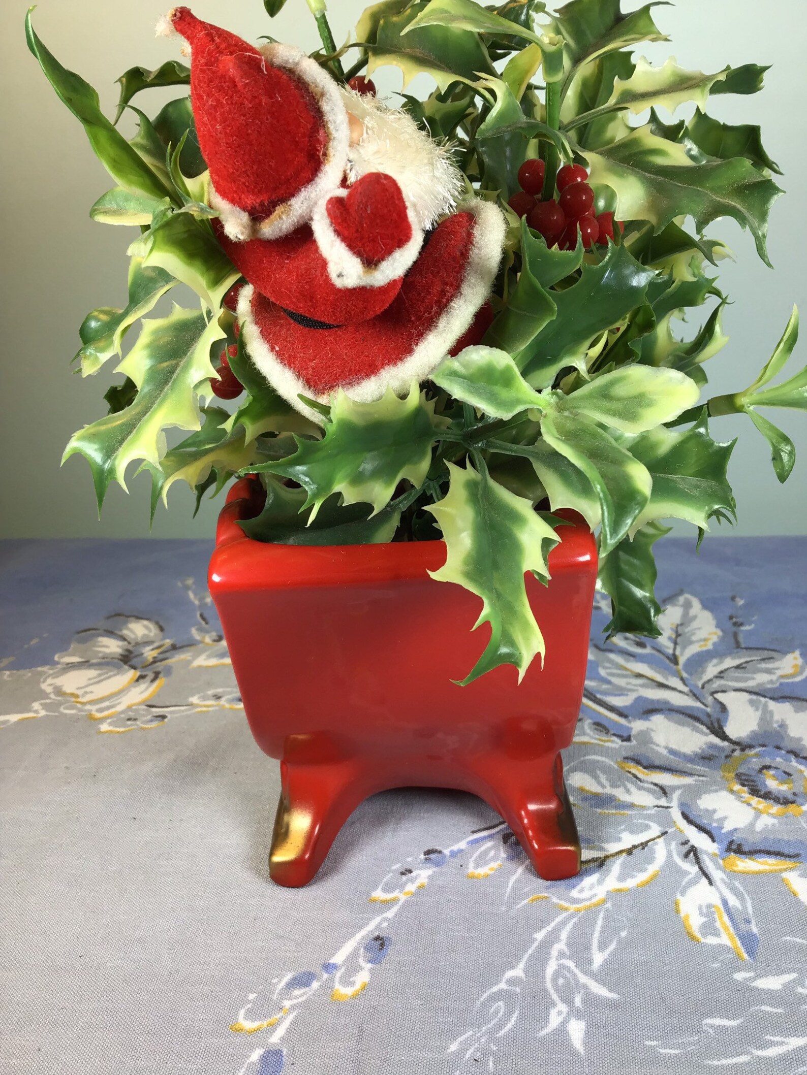Vintage Rubens Japan Planter With Greenery-santa-red | Etsy
