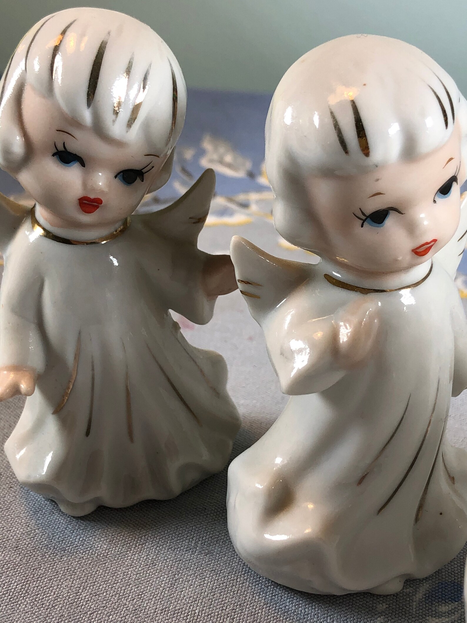 Vintage Adorable Angel Set-set of 4 Angels-white Gowns-gold | Etsy