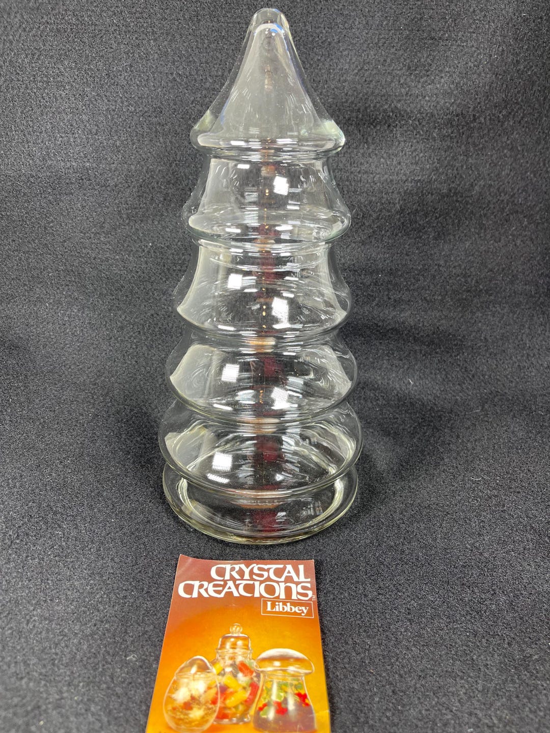 Vintage 1970s Libbey Crystal Creations 2 Piece Christmas Tree Shaped ...