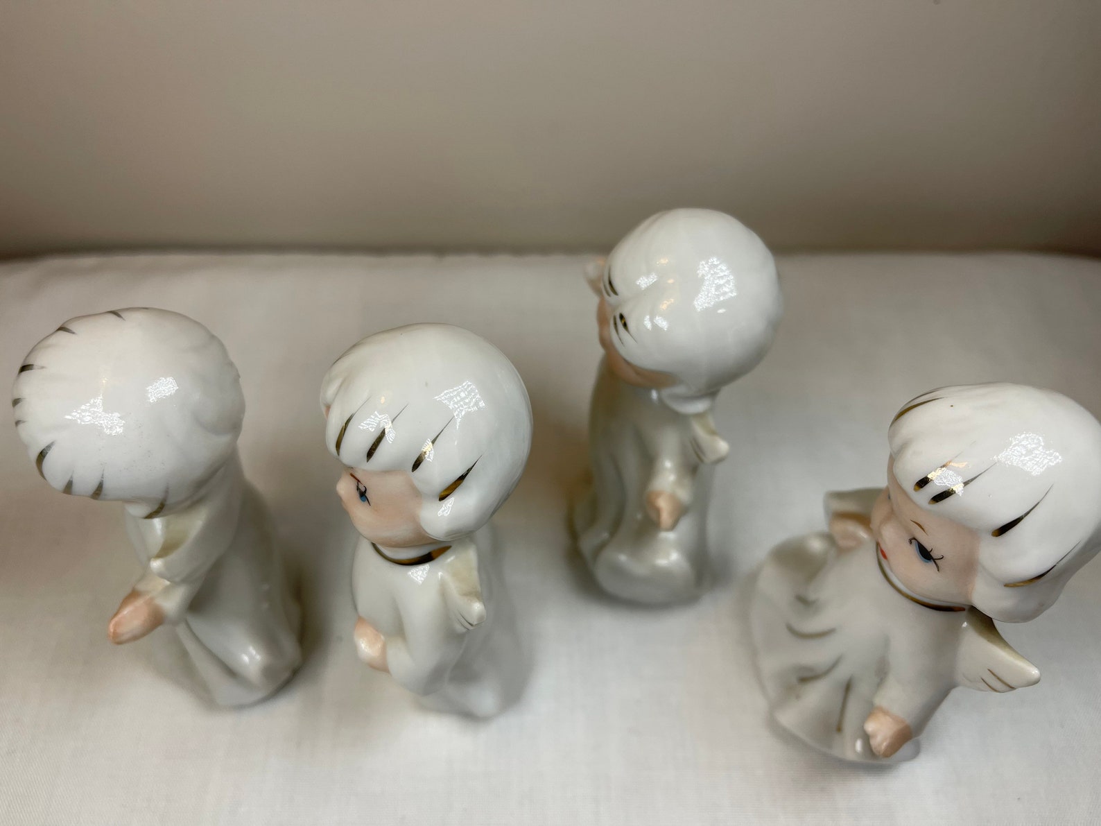Vintage Adorable Angel Set-set of 4 Angels-white Gowns-gold - Etsy