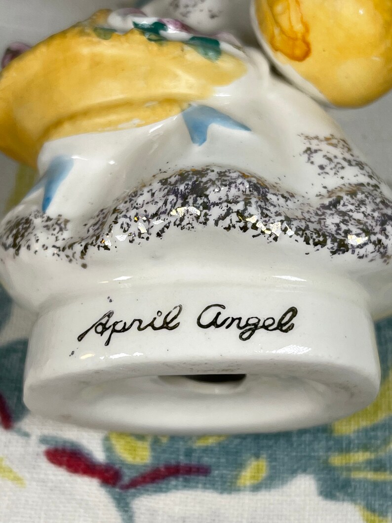 Vintage Lefton Hand Painted April Angel-birthday Angel-angel Girl With ...